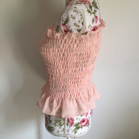 Boutique | Tops | Smocked Frilly Ruffle Tube Top Sleeveless Summer ...